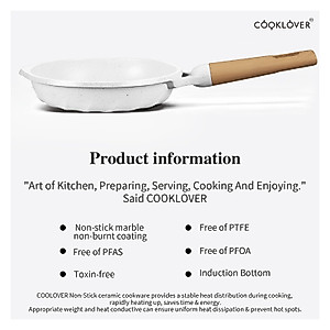 COOKLOVER Nonstick Frying Pan 100% PFOA Free Cookware Induction Skillet Stir Fry Pan (White, 7.9 inch)