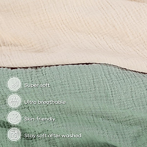 Yoofoss Muslin Crib Sheets for Boys Girls 100% Cotton Fitted Baby Crib Sheet 2 Pack Soft and Breathable for Standard Crib Mattress & Toddler Mattress 52"x28" Apricot&Green