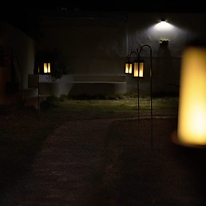 AURAXY LED Rechargeable Decorative Solar Outdoor Flame Flickering Lantern IP54 Waterproof Hanging Outside Battery Powered Decorations Lanterns Use for Porch Backyard Garden Table Patio Deck,etc(1PACK)