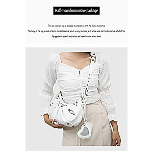 PODODNOE Women's Punk Style Rivet Satchel Handbags - PU Leather Shoulder Purses with Half Moon Underarm and Hobo Bags (Black)