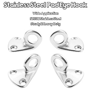 AMYSPORTS Outdoor Stainless Fender Hook Steel Hooks Wall Pad Eye Stainless Marine Hanger Hook Plate Hanging SUS316 4pcs