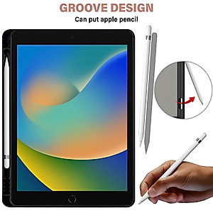 Deokke Compatible with iPad 10.2 inch Case,9th /8th /7th Generation Case(2021/2020/2019) with Pencil Holder Soft TPU Back Case,Auto Sleep/Wake Cover,Cute Aesthetic for Girls Women-Raining Hearts