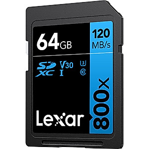 Lexar 64GB High-Performance 800x UHS-I SDXC Memory Card BLUE Series - (3-Pack)