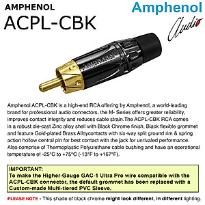 WORLDS BEST CABLES 40 Foot – TS to RCA Cable – Gotham GAC-1 Ultra Pro Low- Capacitance Instrument Cable & Neutrik NP2X-B & Amphenol ACPL-CBK Gold Plugs - CUSTOM MADE