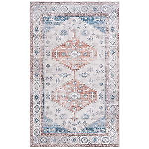 SAFAVIEH Arizona Collection Area Rug - 8' x 10', Rust & Beige, Traditional Design, Washable & Slip Resistant, Ideal for High Traffic Areas in Living Room, Bedroom & Dining Room (ARZ132P-8)