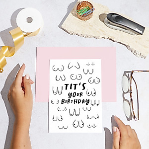 Huxters ‘Tit’s Your Birthday’ Humourous A5 Boob Card - Rude Gift for Her - Cheeky and Funny - Recyclable Paper with Envelope - Fun Greetings Card, FSC Certified and Sustainable…