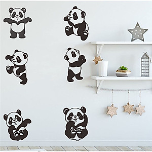 ANFRJJI Panda Wall Decals Room Décor - Panda Bamboo Wall Art Vinyl Stickers - Panda Decorations Pictures for Girls Room Home Bedroom Kids Nursery Room - Animals Wildlife Forest Safari JWH133 (Black)