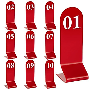 Muka Set of 10 Acrylic Double Sided Table Numbers, Number Signs for Wedding Restaurant Banquet-Red-Number 1to10