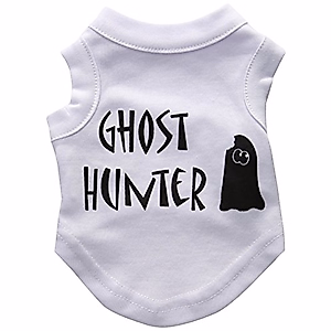 Mirage Pet Products Ghost Hunter Screen Print Shirt White with Black Lettering XS (8)