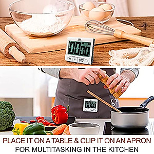 HOME MOST 3" Large Display Kitchen Timer - Digital Timer Magnetic Back Loud Alarm On A Rope- White Cooking Timers For Kitchen Teachers Students Games Kids Meetings - Sports Timer For Workouts Exercise