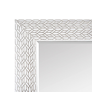 Naomi Home Samantha Woven Floor Mirror Full Length Mirror Standing Large Rectangle Full Body Long Mirrors for Bedroom Dressing Room Silver 66 L x 32 W