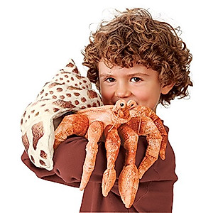 Folkmanis Hermit Crab Hand Puppet, Orange; Cream; Brown, 1 EA
