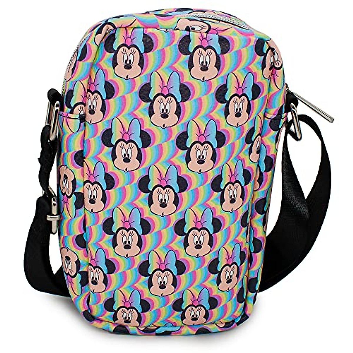 Buckle Down Disney Bag, Cross Body, Minnie Mouse Surprised Expression, Rainbow Multi Color, Vegan Leather