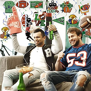 34Pcs Football Hanging Swirl Party Decor,14 Set Sports Football Theme Party Swirls Foil Wall Ceiling Streamers Decorations for Super Football Game Day Sport Theme Party Supplies