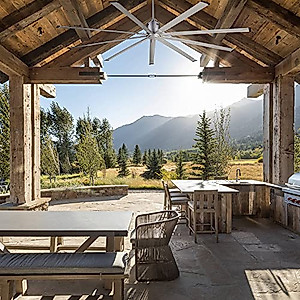 BiGizmos 84 Inch Industrial DC Motor Ceiling Fan, Damp Rated Indoor or Covered Outdoor Ceiling Fans for Home or Commercial, Porch Patio Warehouse Restaurant, 6-Speed Remote Control