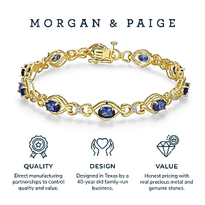 MORGAN & PAIGE 18k Yellow Gold Over Sterling Silver Created Blue and White Sapphire Bracelet, 7.25"