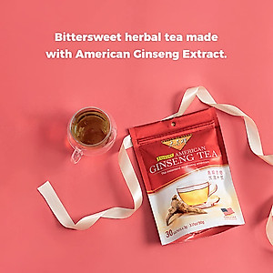 Prince of Peace Instant American Ginseng Tea, 30 Sachets – Healthy Drink, Caffeine-Free Energy-Boosting, Heavy Antioxidants, Made in The USA, Plant Extracts