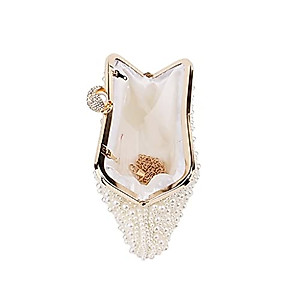 MXIAOXIA Pearl Clutch Bags Women Purse Ladies White Hand Bags Evening Bags for Party Wedding Black Shoulder Bag (Color : D, Size