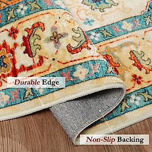 CHICHIC Boho Area Rug 3x5 Washable Rug Non-Slip Entryway Rug Vintage Rug Soft Indoor Accent Rug for Entrance Living Room Bedroom Bedside Kitchen Office Carpet, Red-Blue