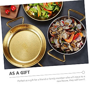 HANABASS 4pcs Dinner Nonstick Tray Pan for Use Hotpot Snack Chicken Steel Nabe Handle Cookware Serving Pot Induction Foods Golden Kitchen Home Paella Plate Restaurant Skillet Handles