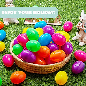 JOYIN 50 PCS 2.3" Easter Eggs, Empty Plastic Eggs Fillable Colorful Bright Eggshell Bulks for Easter Hunt, Filling Treats, Party Favor, Basket Stuffers, Classroom Prize Supplies