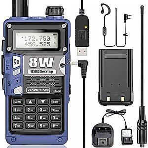 Baofeng Radio Handheld Ham Radio UV-S9 Pro 8W High Power Dual Band Portable Two Way Radio with Battery and USB Charger Cable Upgrade of UV-5R Walkie Talkies(Blue)