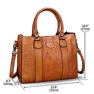 Genuine Leather Satchel Purses Handbags for Women Top Handle Shoulder Bags Lady Crossbody Tote Bags (Brown)