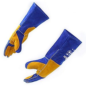 RAPICCA Welding Gloves Blue 16 Inches,932℉,Heat Resistant Leather Forge/Mig/Stick Welding Gloves Heat/Fire Resistant, Mitts for Oven/Grill/Fireplace/Furnace/Stove/Pot Holder/BBQ/Animal Handling