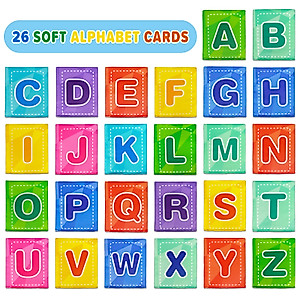Dr.Rapeti Soft Alphabet Cards for Baby Infant Toddler Kids 26pcs ABC Alphabet Cards 26 Letters Flash Cards with Storage Bag Washable Non-Toxic Early Learning Toy Baby Bath Toy