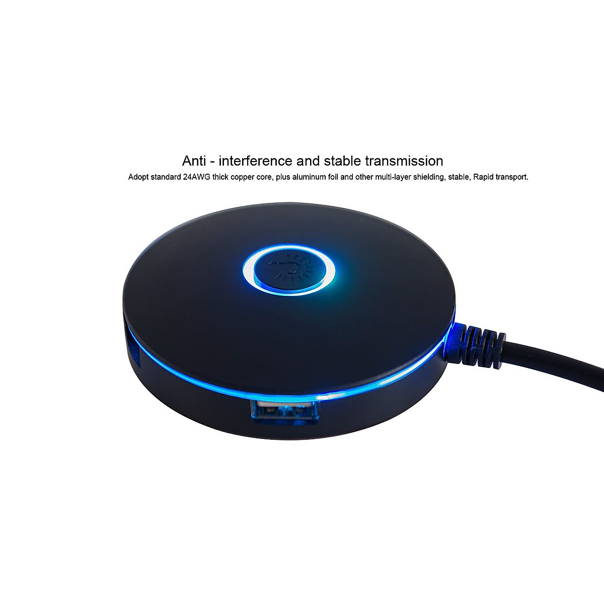 Wabao UFO HUB 5-Port USB2.0 1-Micro USB Hub 7 Color Breathing Power Supply lamp, Independent Switch