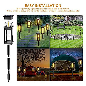 Amzxart Solar Pathway Lights Outdoor, 6 Pack Solar Lights Outdoor Waterproof IP65, Auto On/Off Pathway Lights Solar Powered Garden Lights for Walkway Yard Backyard Lawn Landscape Lighting Decorative