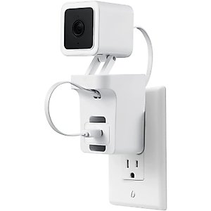 Wasserstein AC Outlet Wall Mount Compatible with Wyze Cam V3 - Reliable Mounting Alternative for Your Cameras (White)