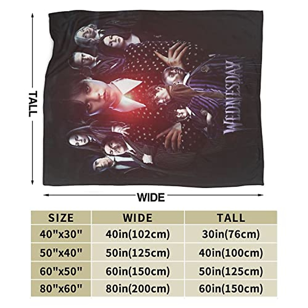 Wednesday Movie Ultra-Soft Micro Fleece Blanket 3D Fashion Print All Season Couch Sofa Warm Bed Throw Blanket Perfect for Kids Adults Family Birthday Gift 40"X30"
