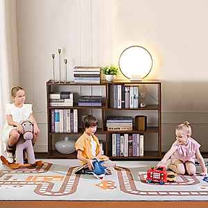 VASTATIO Book Shelf, 4 Tier Expandable Bookcase, Large Corner Bookshelves with 6 Storage Units, Can be Used in Small Spaces or Corners, Suitable for Home, School and Commercial use (Brown)