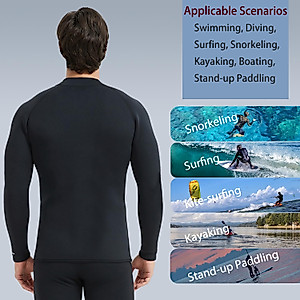 Lemorecn Men’s 3mm Wetsuits Jacket Long Sleeve Neoprene Wetsuits Top(2031blackXL)