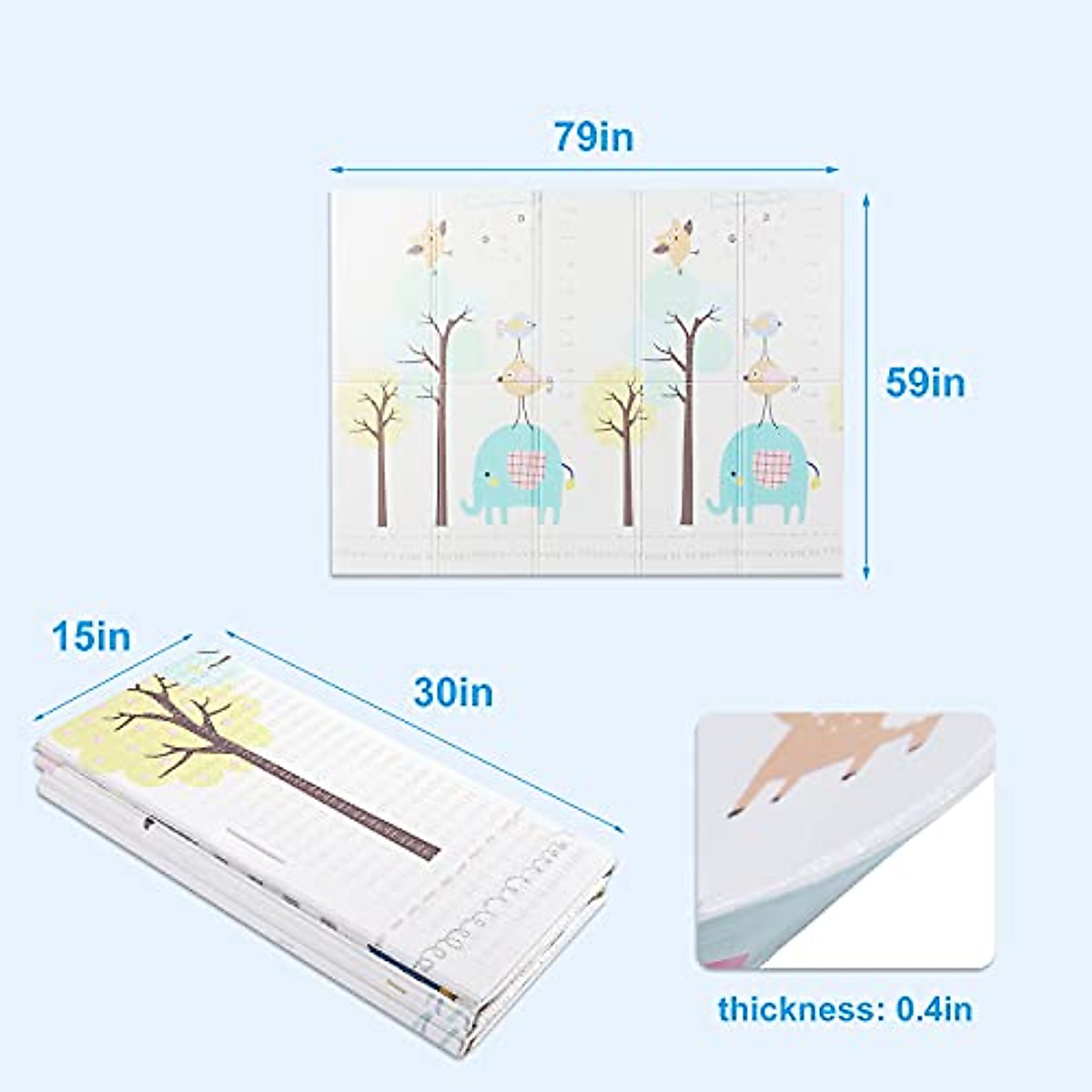 Calody Baby Play mat, Extra Large Baby Crawling Mat, Portable & Waterproof Non Toxic Soft Foam, Reversible Playmat for Baby Infant Toddler & Kids (79 x 59 x 0.4 in)