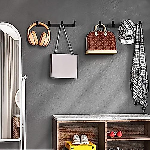 mtisdod Coat Rack Wall Mount Coat Hooks Wall Mounted Black Wall Hooks for Hanging Coat Hanger Wall Coat Rack with Hooks Towel Hooks for Bathrooms Space Saving Aluminum (2 Pack)