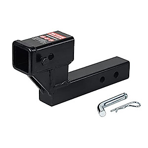 REYSUN 864122 Trailer Hitch Riser 2 inch Receiver Hitch Extension with 4-1/4 inch Rise/Drop, Solid Shank，Hitch Pin Kit Included…