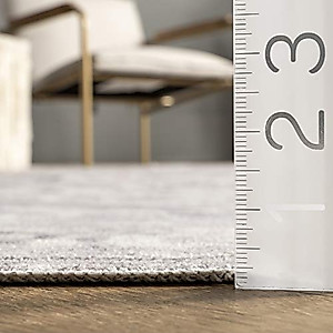 nuLOOM Brielle Machine Washable Vintage Medallion Runner Rug, 2' 6" x 12', Grey, Rectangular, 0.1" Thick