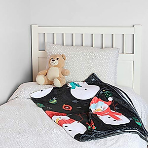 Snowman Throw Blanket, Super-Soft Extra-Large Snowman Winter Blanket for Boys, Girls, Adults, Teens, and Kids, Fleece Winter Themed Blanket (50 in x 60 in) Warm and Cozy Throw for Bed, Crib or Couch