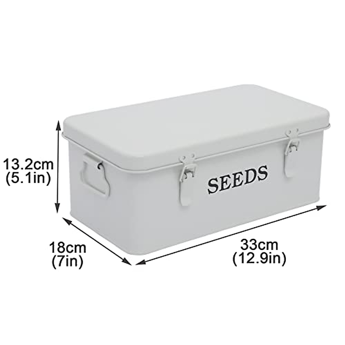 Xbopetda Seed Saving Box, Metal Seed Bin, Seed Storage Organizer Box, Seed Packet Container with Lid, Seed Envelope Storage Box, 4 Compartments Garden Seed Bin with Safety Locks-White