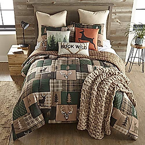 Donna Sharp Throw Pillow - Green Forest Lodge Decorative Throw Pillow with Layered Forest Pattern - Square