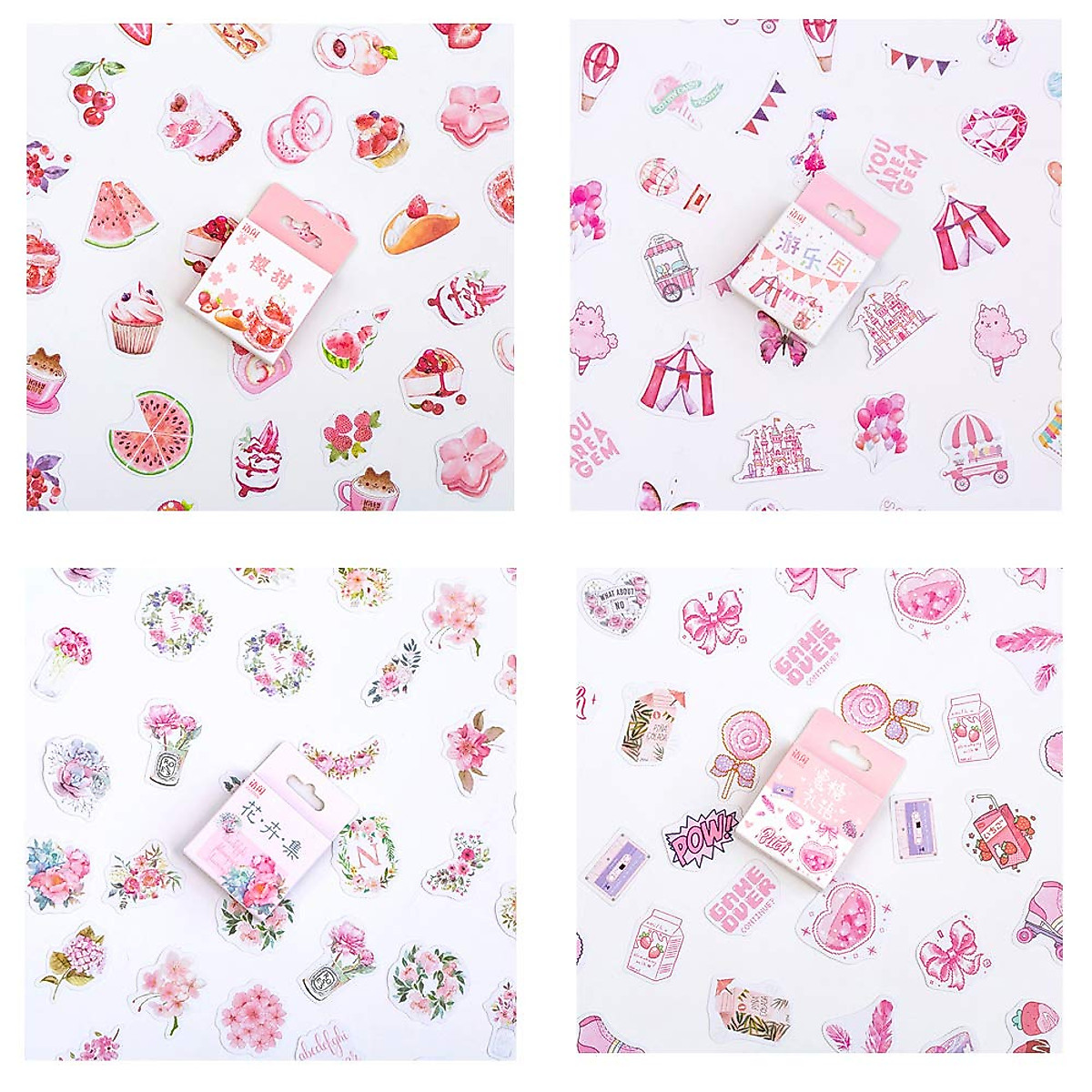 400PCS Kawaii Scrapbook Sticker Set Fresh Drift Bottle Universe Planet Constellation Marine Life Food Drink Fruit Amusement Park DIY Label for Srapbooking Journal Album Planner Envelope Journaling