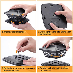 TWINSLUXES Solar Post Lights Outdoor 2 Modes Waterproof LED Solar Post Cap Lights for 3.5x3.5 4x4 5x5 and 6x6 Wooden&Vinyl Post,Fence Post Solar Lights for Garden/Patio/Porch Solar Powered(8 Pack)