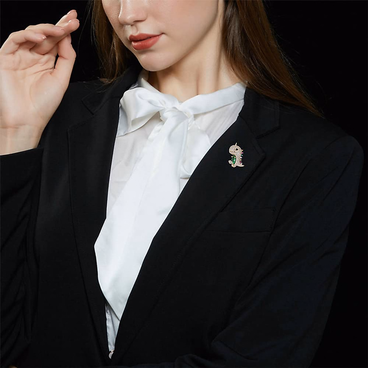 Cute Dinosaur Sparkly CZ Brooches Pins Delicate Luxury Cartoon Animal Brooch Classic for Party Dance Banquet for Women Ladies Girls Dainty Elegant Beautiful Lapel Pins Scarf Clips Collar Neck Tie Dress Suit Shirt Ceremony Clothes Accessories Jewelry Mothe