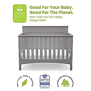 Delta Children Fancy 4-in-1 Convertible Baby Crib - Greenguard Gold Certified, Grey