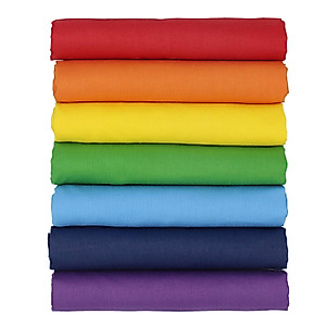 aufodara 7 Pieces 17.7" x 19.5" (45cm x 50cm) Solid Colors Cotton Craft Fabric Bundle Precut Rainbow Patchwork for DIY Sewing Quilting Crafting Artcraft (Rainbow)