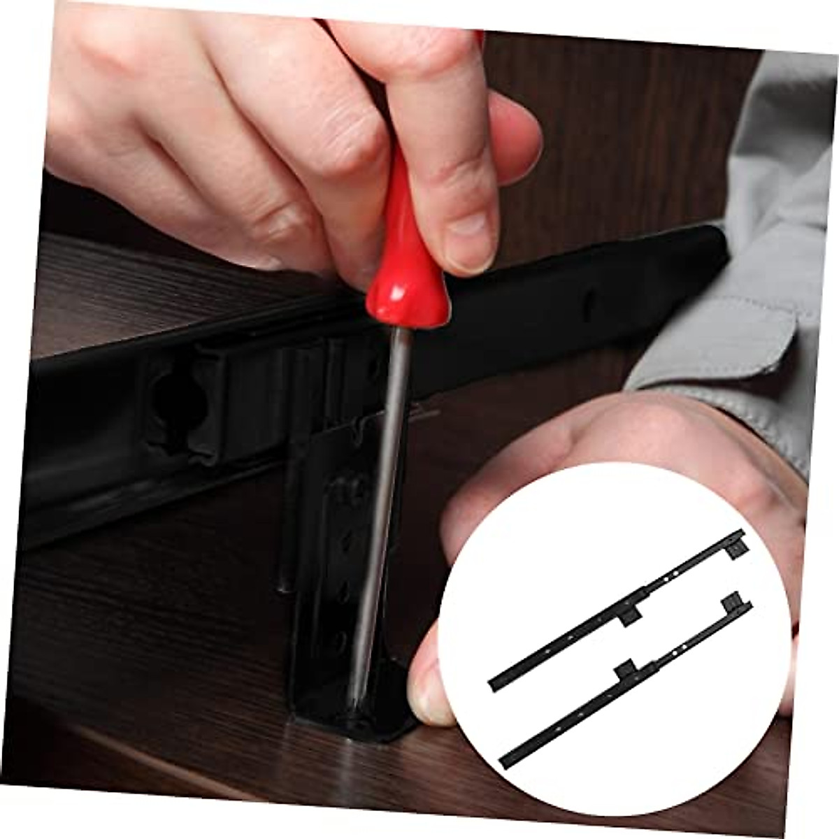 STOBOK 2 Pairs Keyboard Rails Computer Tray Computer Desk Accessories Desktop Stand Keyboard Under Drawer Sliding Rail Undermount Drawer Slides Steel Black Practical Keyboard Stand Heavy