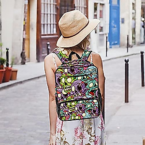 LORVIES Cartoon Zombie Heads School Bag for Student Bookbag Women Travel Backpack Casual Daypack Travel Hiking Camping