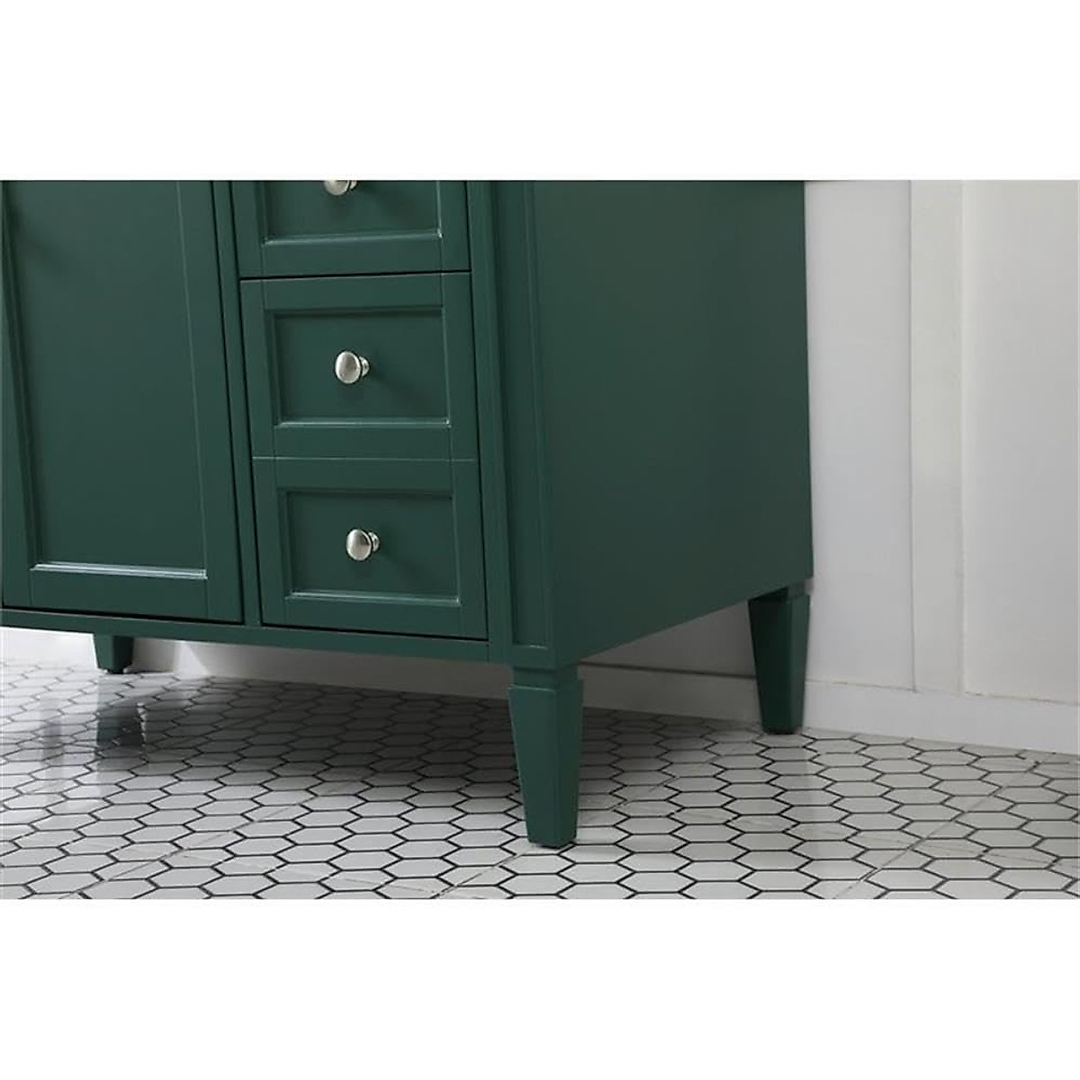 Elegant Decor Park Avenue 42" Metal MDF Marble Single Bathroom Vanity in Green